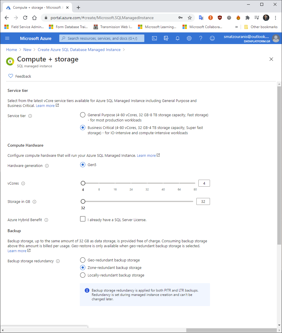 How do we create a SQL Managed Instance in Azure - DataPlatform.gr