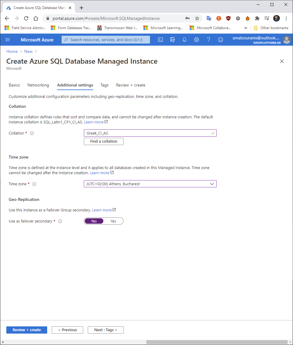 How do we create a SQL Managed Instance in Azure - DataPlatform.gr