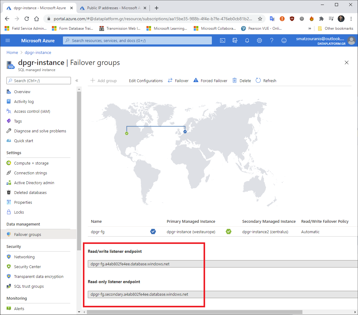 How do we create a failover group in Azure Managed Instance ...